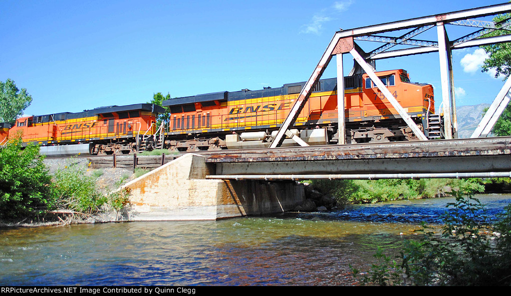BNSF's Stockton-Provo "Q" Train. PROVO RIVER BRIDGE.